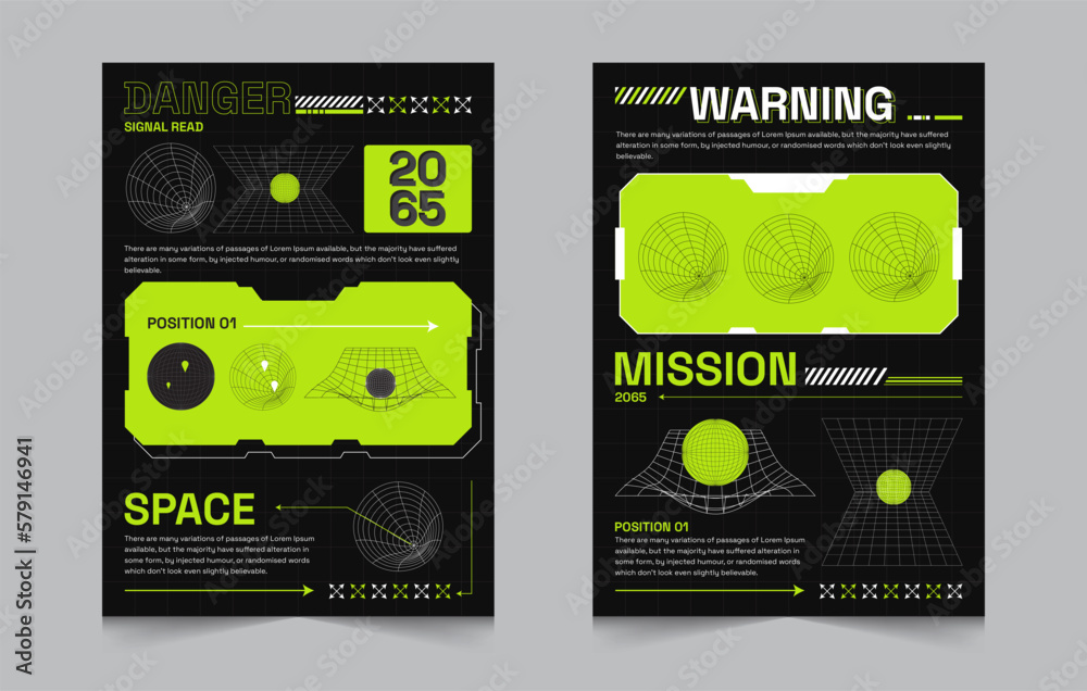 Futuristic cover set, Posters with Hud elements, abstract cyberpunk ...