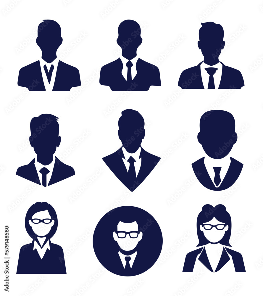 Business people avatar profile head icon silhouette set business man ...