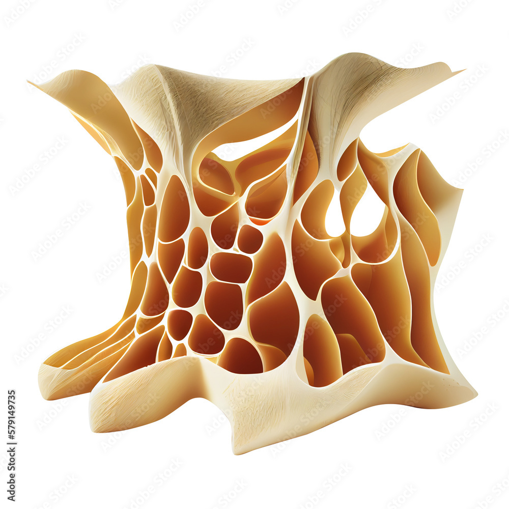 Collagen fibres and single cells 3D illustration microscopy of human ...