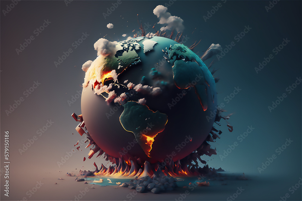 warming, pollution, and climate change crisis of our planet. globe ...