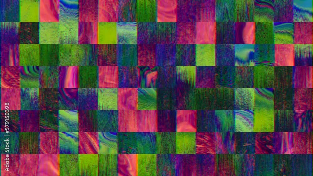 Broken VHS tape effect animation with flickering noise and retro color ...