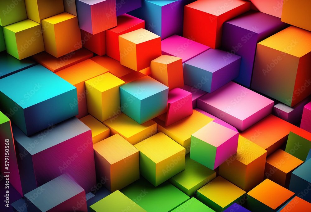 A Colorful Mosaic of Imagination: AI-Generated Render of Bright Blocks ...
