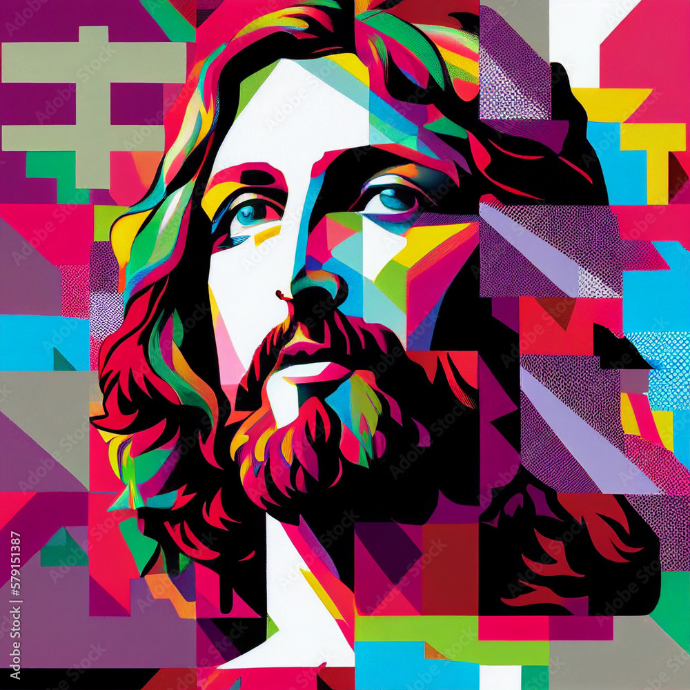 pop art deco jesus - generative ai Stock Illustration | Adobe Stock