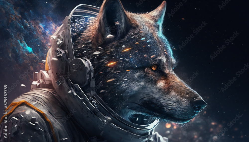 Wolf Astronaut in the outer space - Abstract Spaceman wallpaper ...