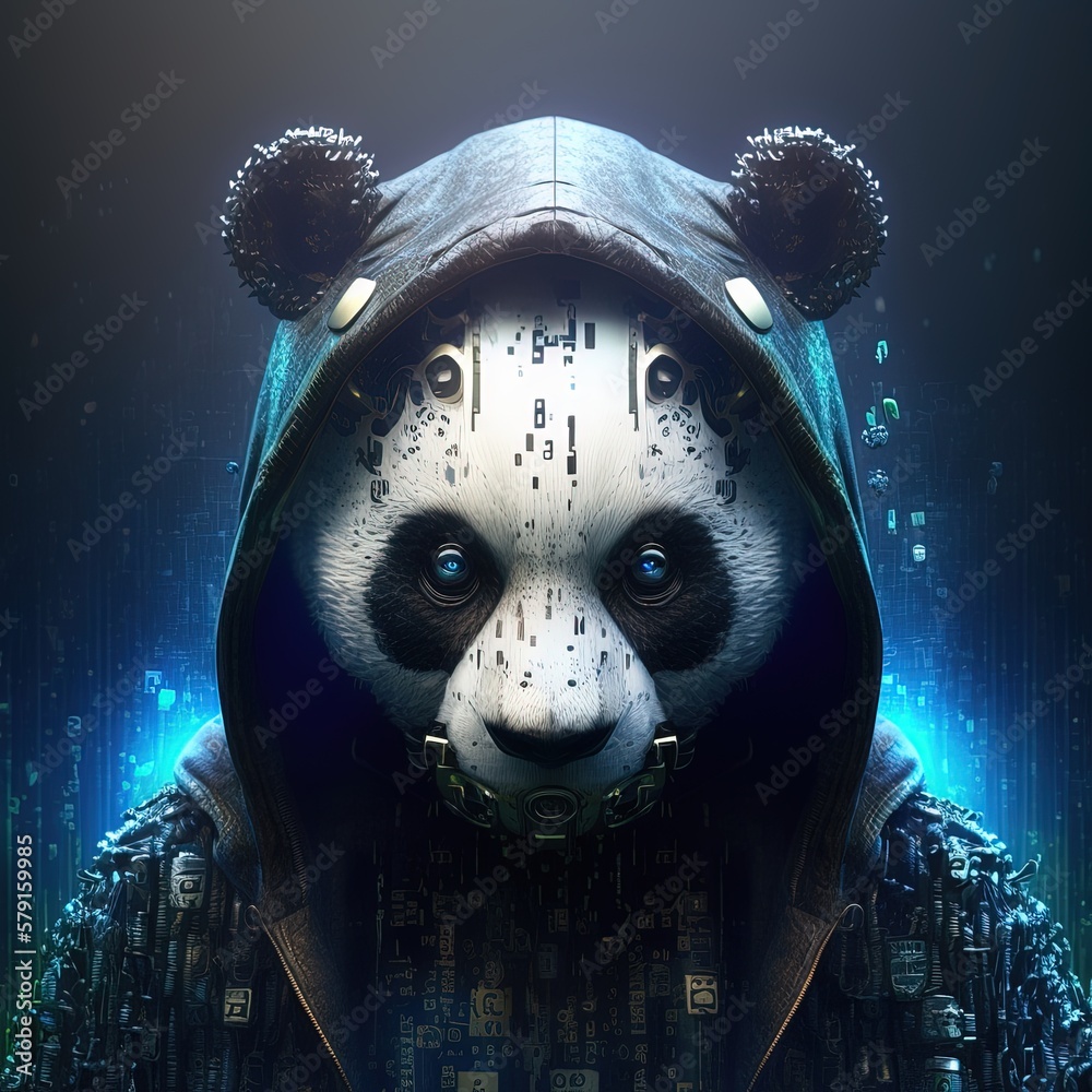 A Panda Pirate Coding A Ransomware Stock Illustration Adobe Stock