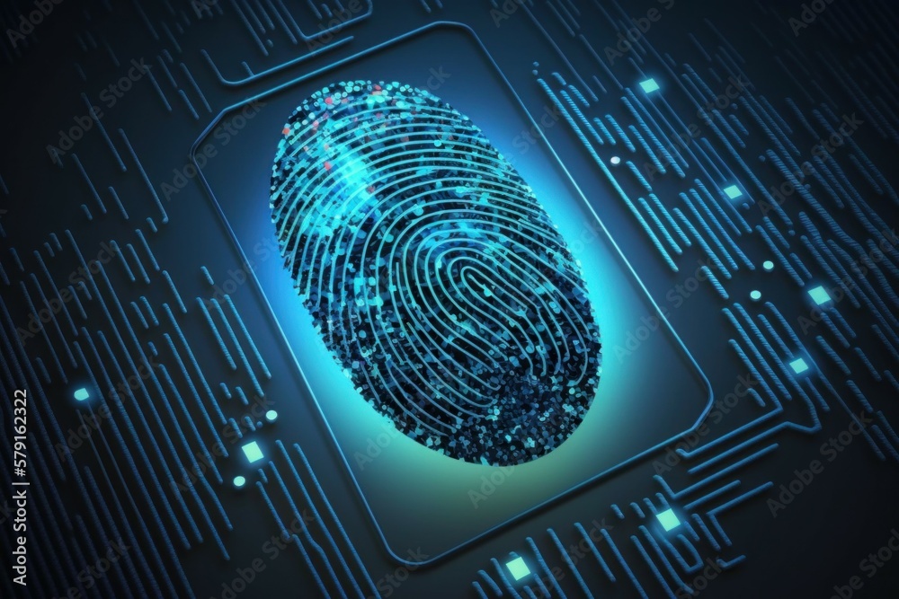 Digital biometri, security identify by fingerprint concept. Scanning ...