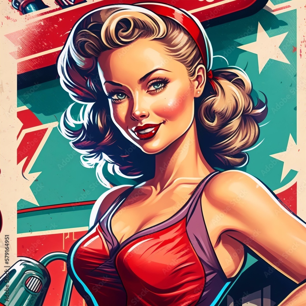 Retro Pin Up Girl A Timeless Beauty Illustration Ai Generated Stock Illustration Adobe Stock
