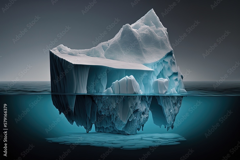 Iceberg illustration inside the ocean, deep web concept. Generative AI ...