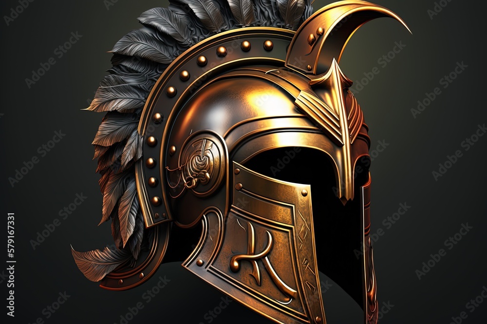 Spartan helmet illustration, white background. Generative AI Stock ...