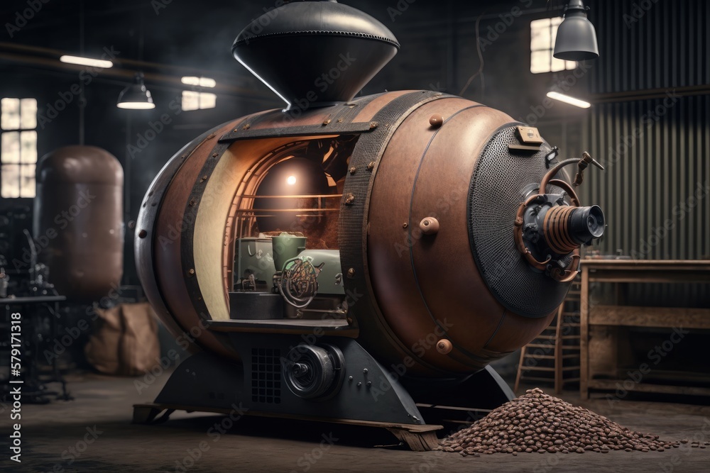 Attention to Detail: Hyper-Detailed Coffee Roasting Machine Resembling ...