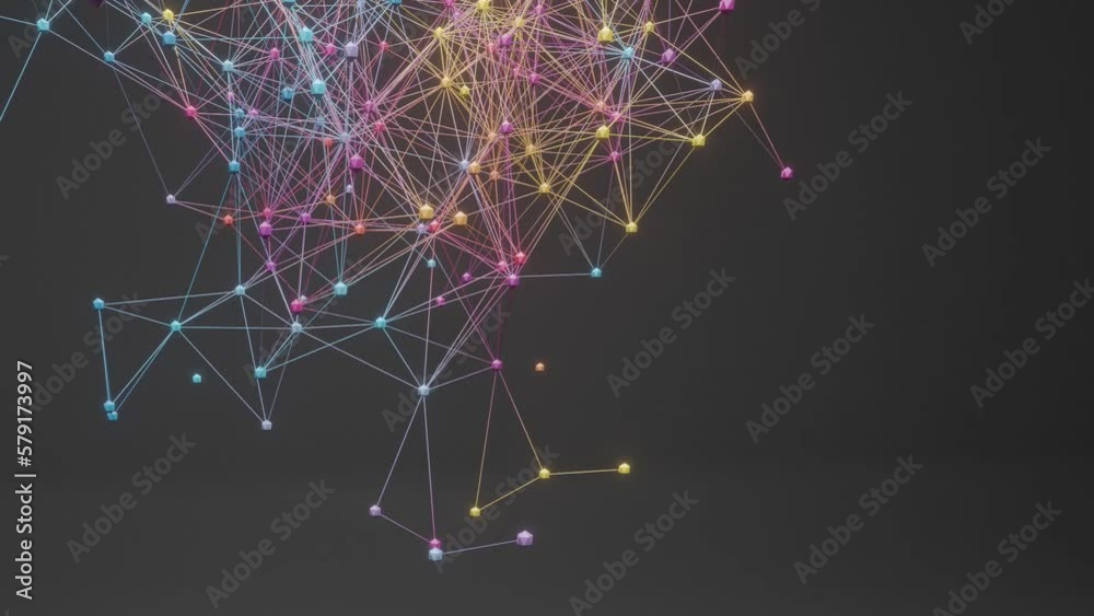 Futuristic coloured shape that connect using Plexus animation. Business ...