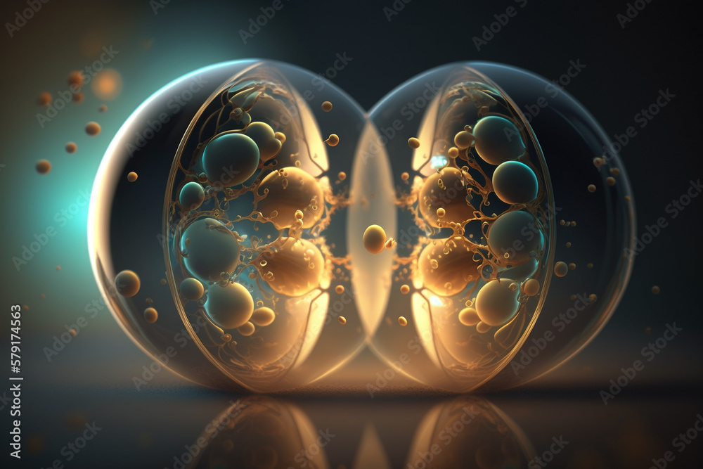 Cell division or cell connection, the microbiological process of ...