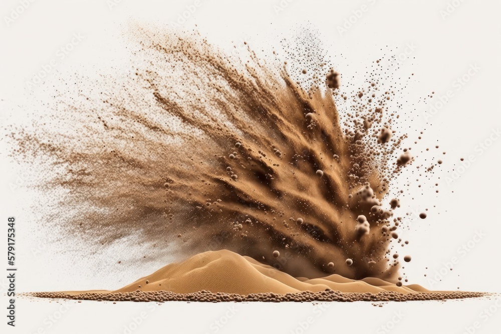 Sand explosion on white background as digital illustration (Generative ...