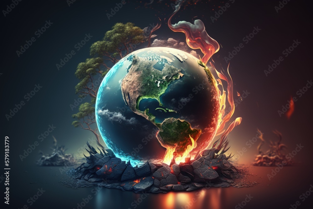 Planet earth on fire, Earth destruction concept, Earth's Day ...