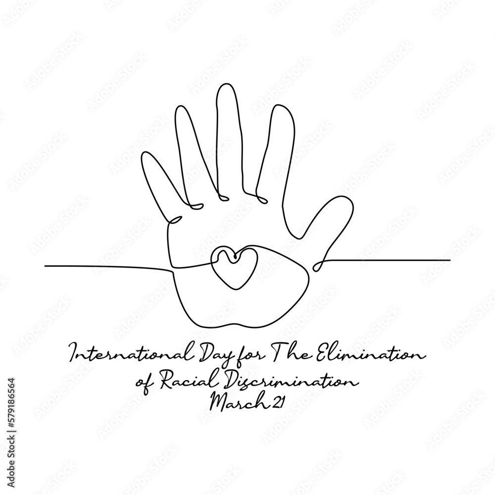 single line art of international day for the elimination of racial ...
