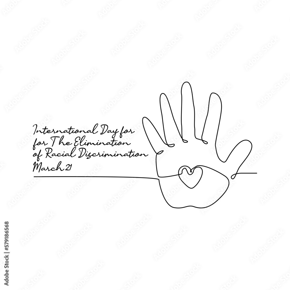 single line art of international day for the elimination of racial ...