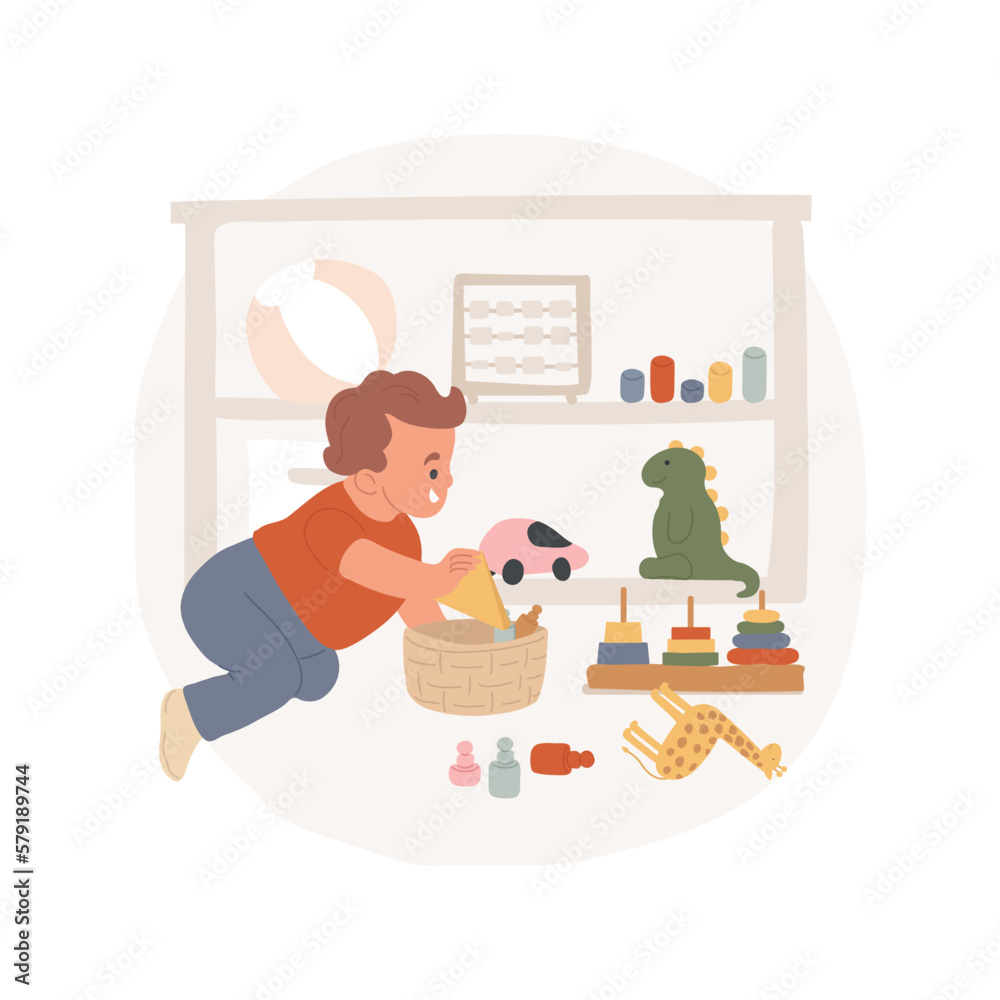 Cleaning up toys isolated cartoon vector illustration. Teach toddler to ... Cleaning up toys isolated cartoon vector illustration. Teach toddler to ...