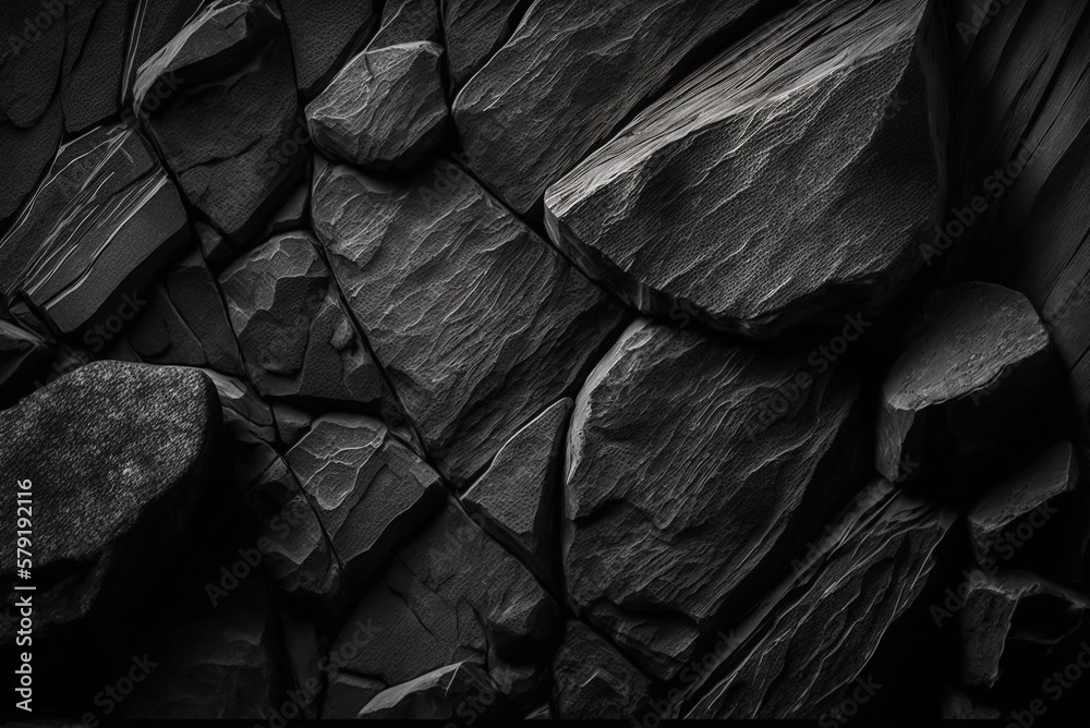 Photos of a dark slate or stone wall with a black stone texture ...
