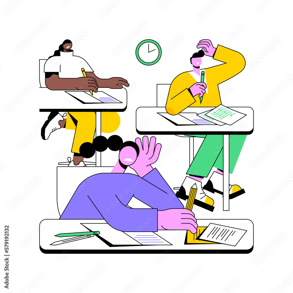 Stressed at the exam isolated cartoon vector illustrations. Stressed ...