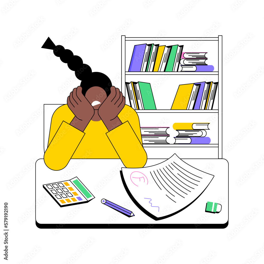 Failed the test isolated cartoon vector illustrations. Teenage girl is ...