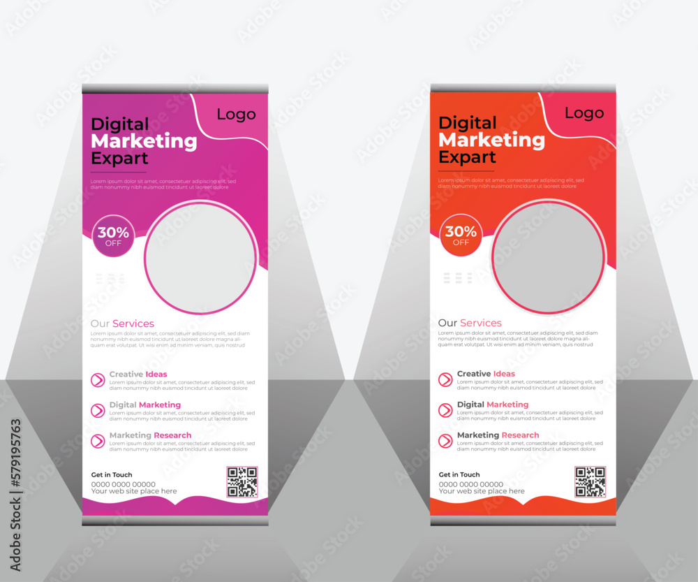 Stockvector Roll up banner design template vector, abstract background ...