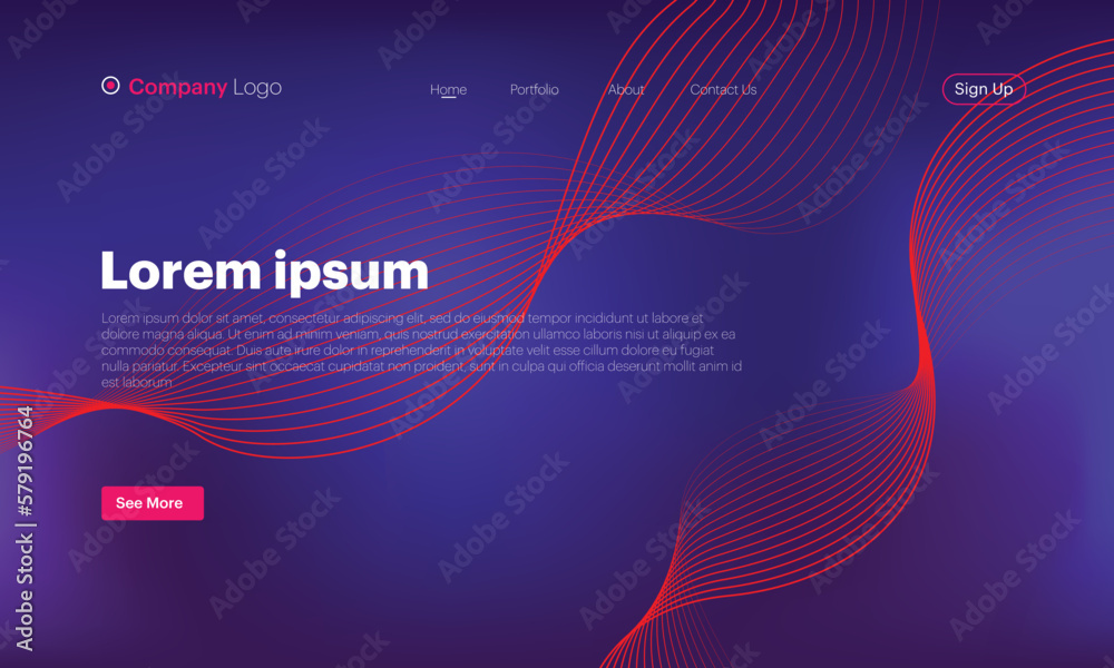 Abstract line art vector background website Landing Page. Template for ...