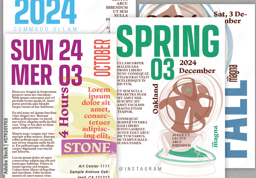 A4 Flyer Art Event Layout with Abstract Watery Shape and Typography ...