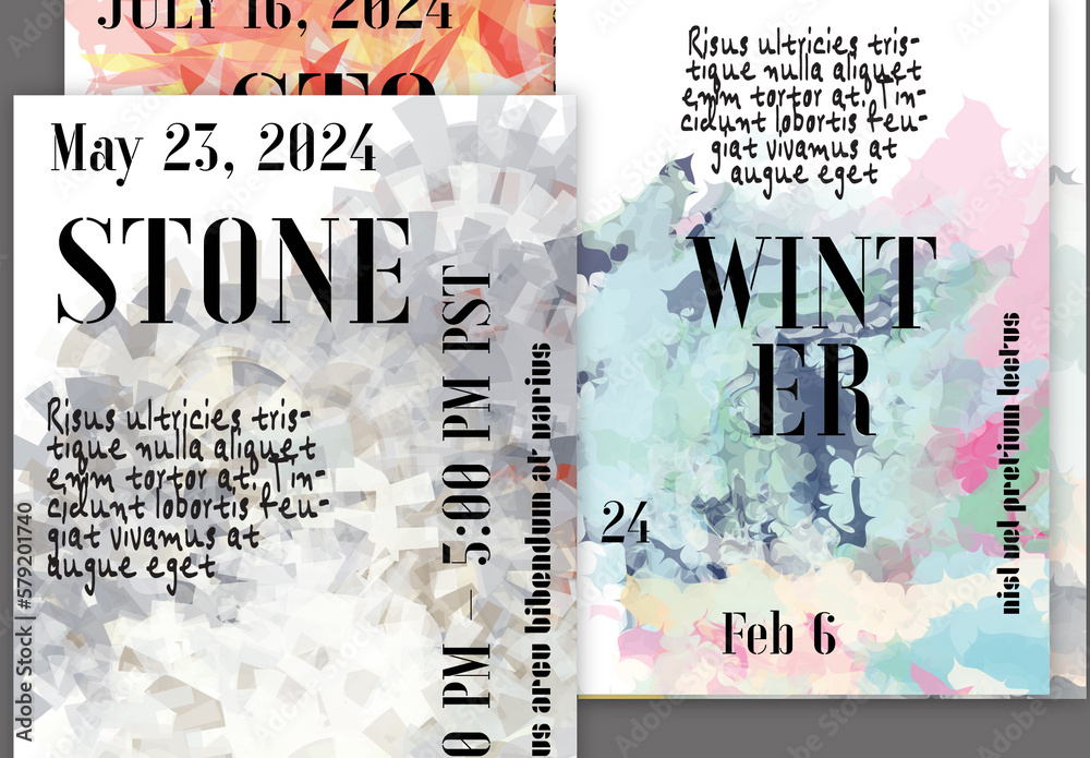 A4 Flyer With Transparent Overlapping Shapes Creating Vector Watercolor ...