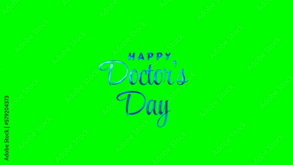 Happy Doctors Day Handwritten animated text in blue color on the ...