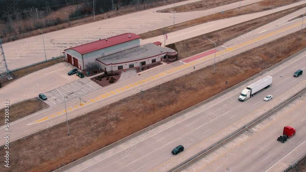 State Troopers cars parked at the Truck Weigh Station next to ...