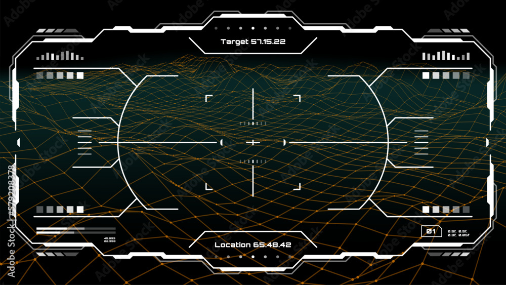 Vetor de Hud futuristic monitor screen interface. Target aim control ...