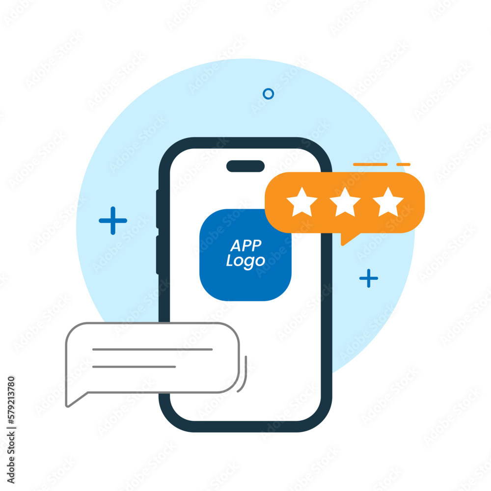 Vetor de smartphone app give review and rating concept illustration ...