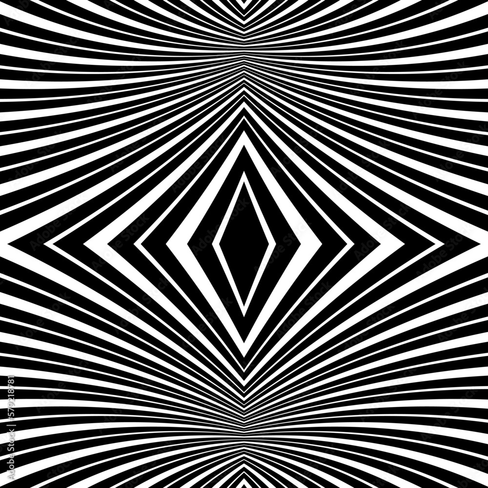 Black abstract wavy oblique stripes. Optical illusion with psychedelic ...