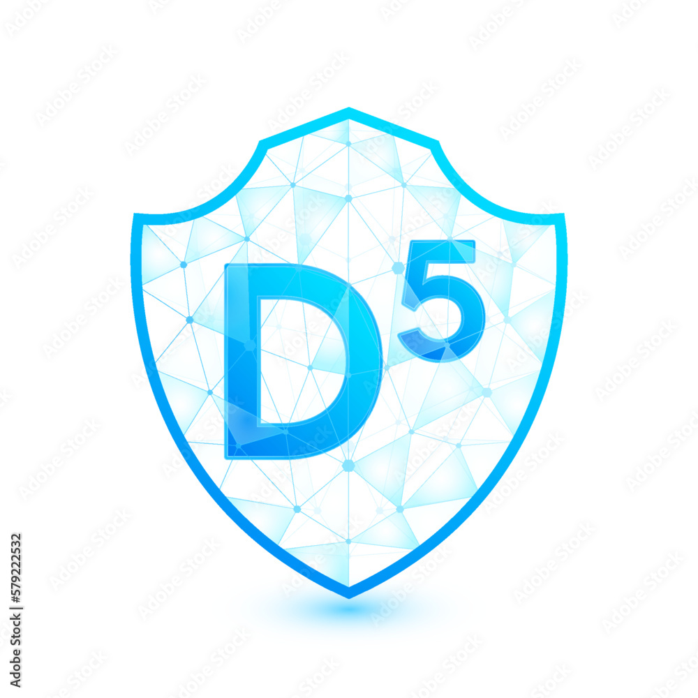 Vitamin D5 shield polygonal translucent blue. Low poly triangle modern ...