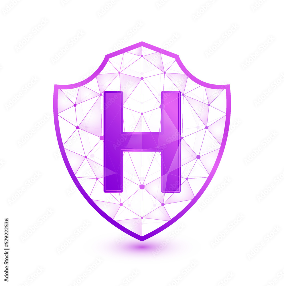 Vitamin H shield polygonal translucent purple. Low poly triangle modern ...