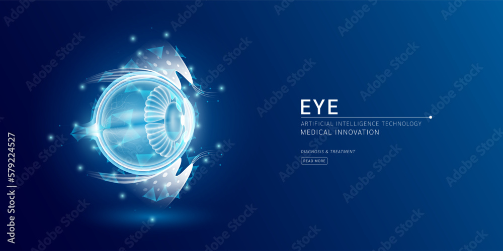 Website template. Human eyeball anatomy translucent low poly triangles ...