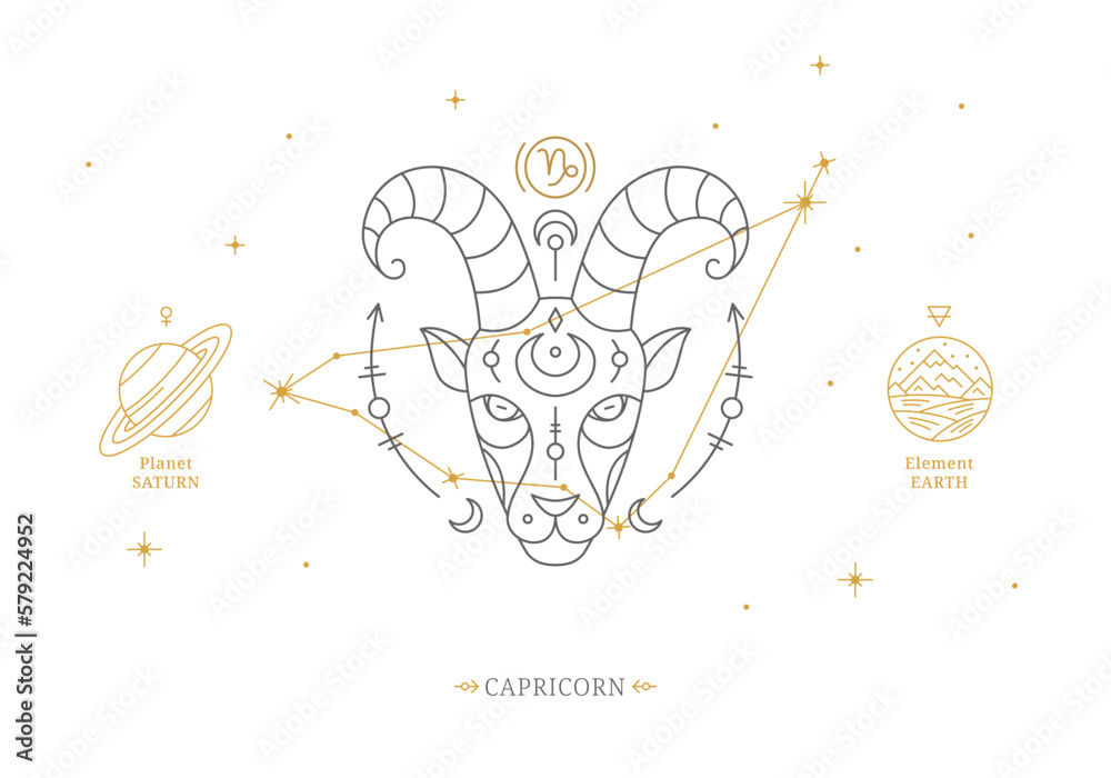 Capricorn zodiac sign with description of personal features. Astrology ...