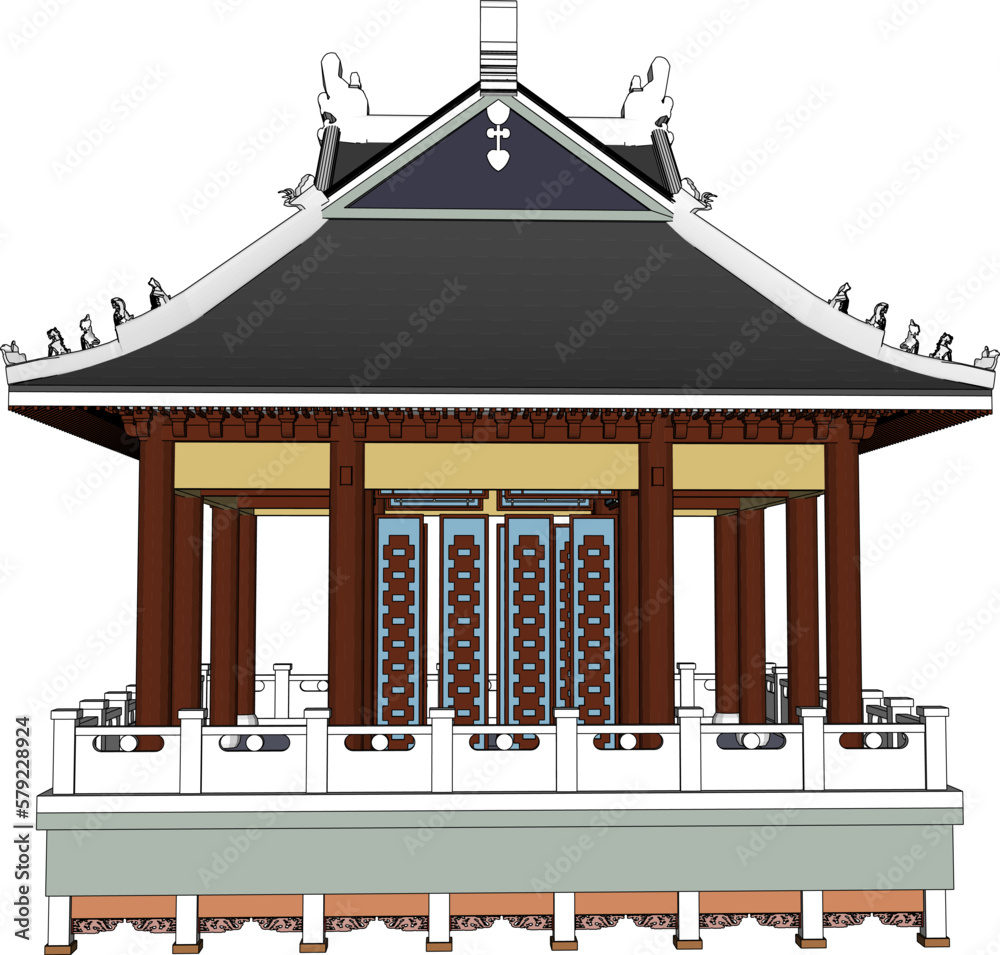 Vector sketch illustration of traditional chinese holy temple Stock ...