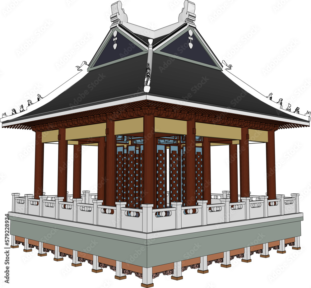 Vector sketch illustration of traditional chinese holy temple for ...