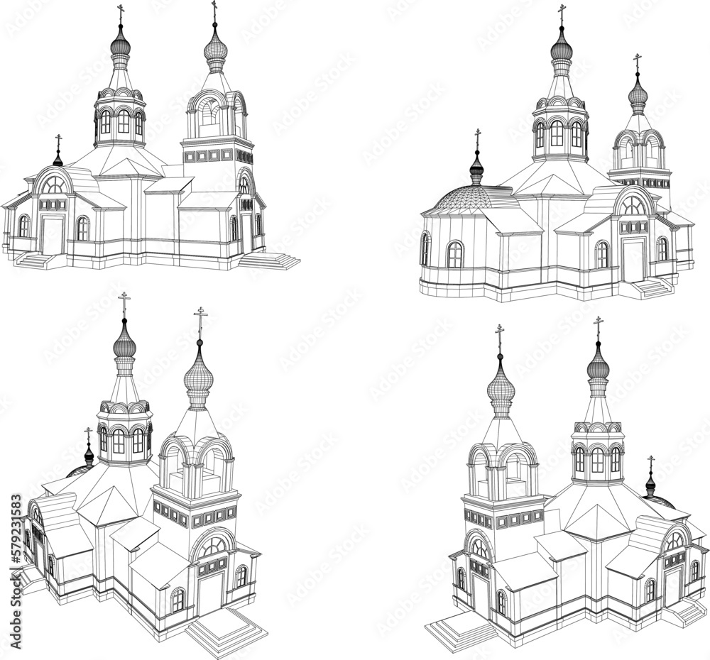 Vector sketch of holy classic old church with tower Stock Vector ...