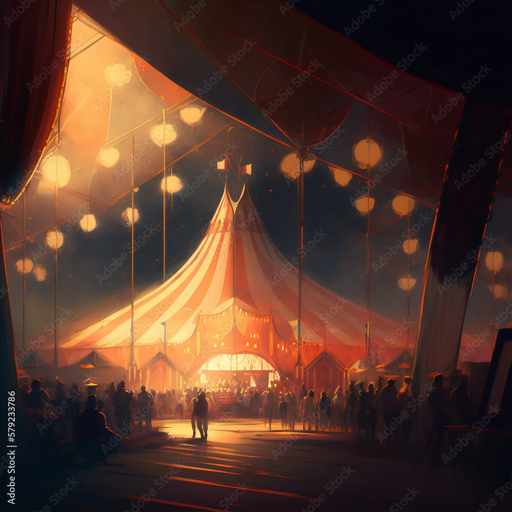 Showtime Spectacular: A Vibrant Digital Painting of Circus Performers ...