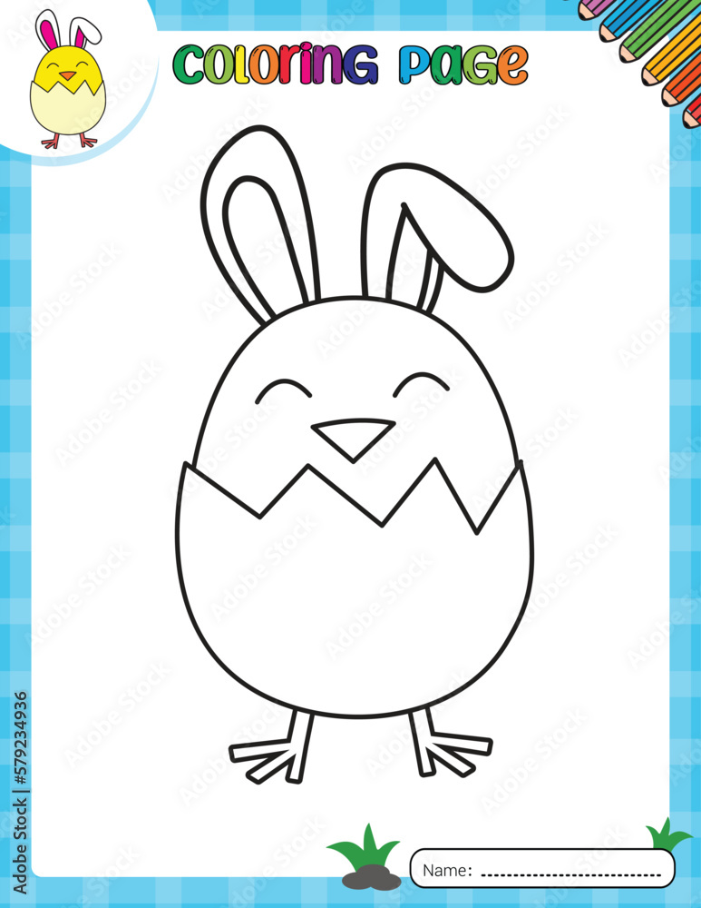 Happy Easter day. Coloring page for kids. Activity Book. Stock Vector ...