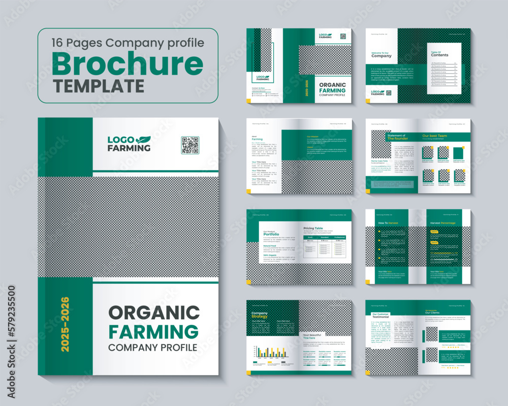 16 Pages Farming and agriculture company profile brochure template or ...