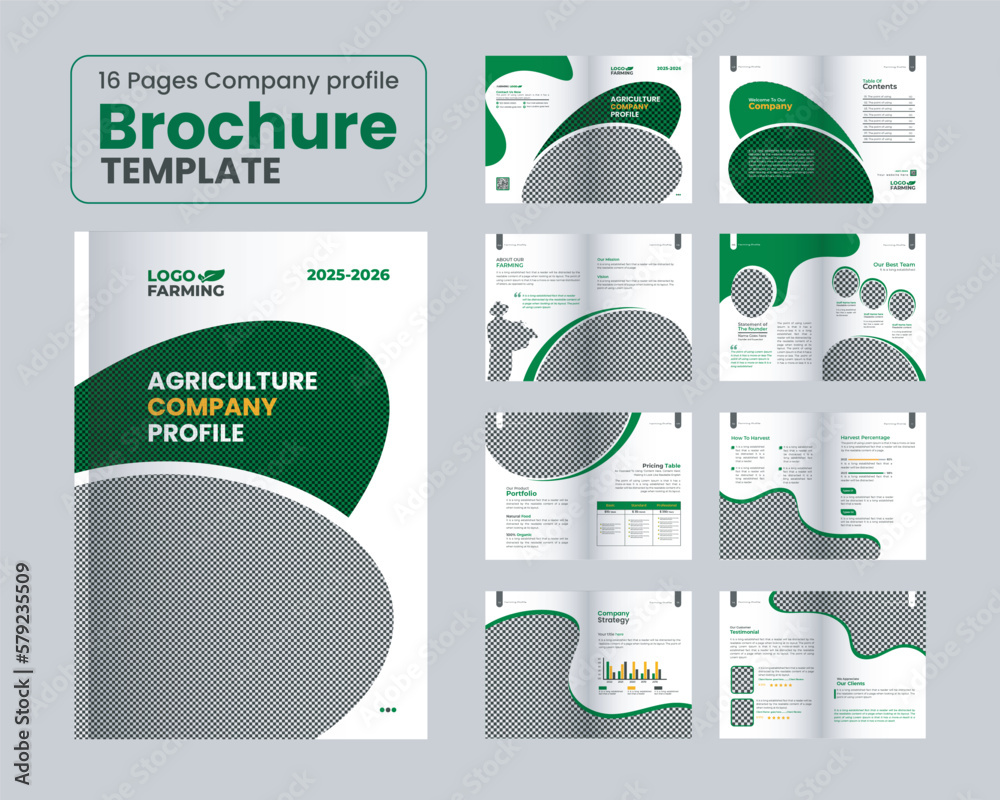 Vetor de 16 Pages Farming and agriculture company profile brochure ...