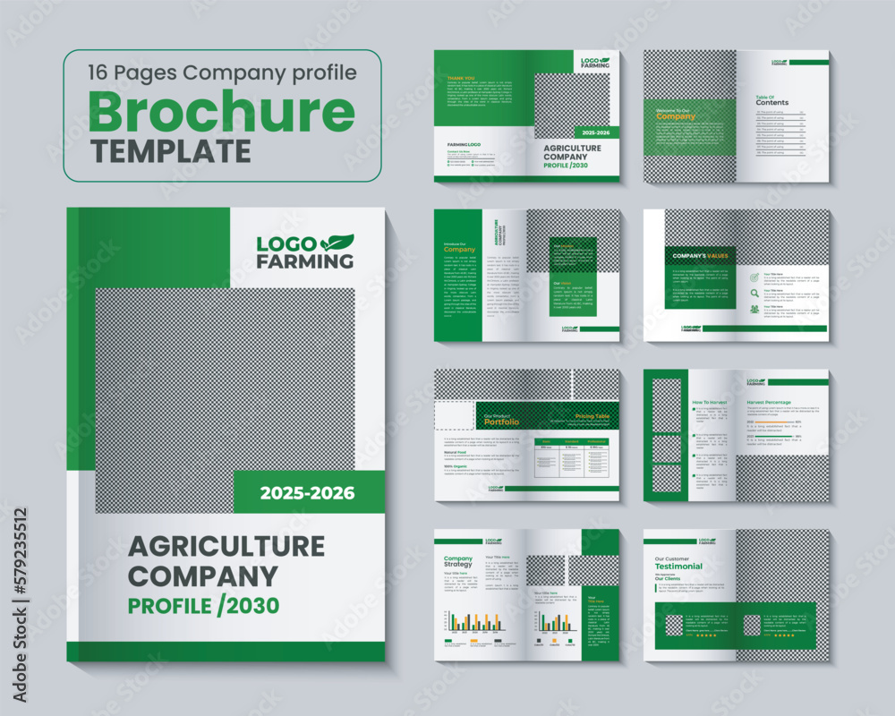 16 Pages Farming and agriculture company profile brochure template or ...