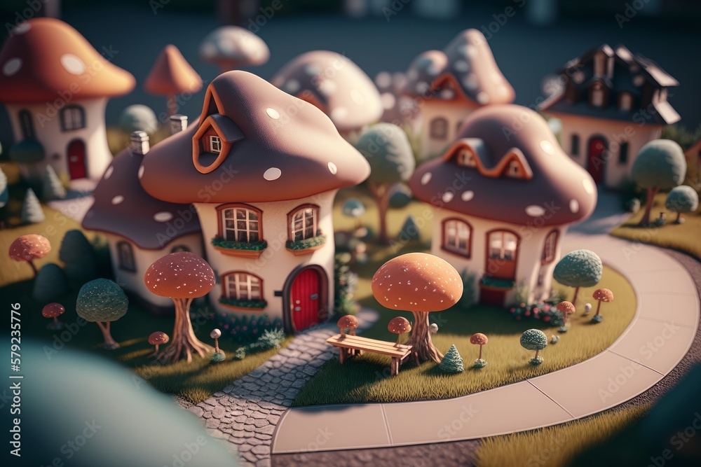 Mushroom Homes and Fairy Tale Cottages in an Epic Composition of Unreal ...
