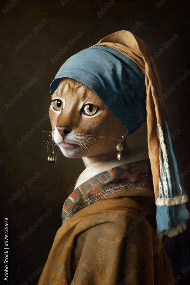 Kitty with a Pearl Earring: A Abyssinian cat's Animal Fashionable Twist ...