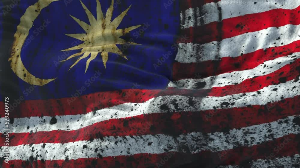 The color malaysia flag is old and dirty. Malaysia National Flag. 4K ...
