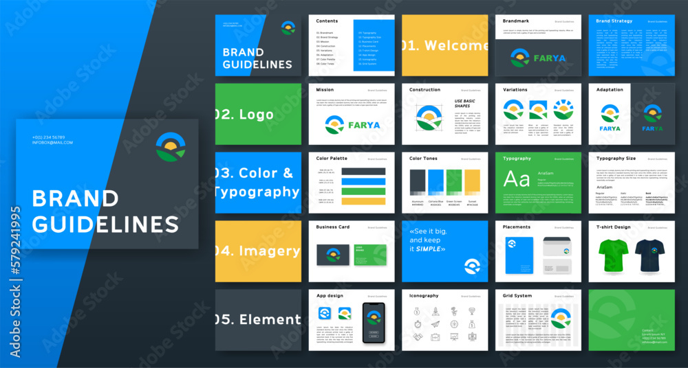 Multicolor Brand Guidelines template. Logo Guide Book. Corporate ...