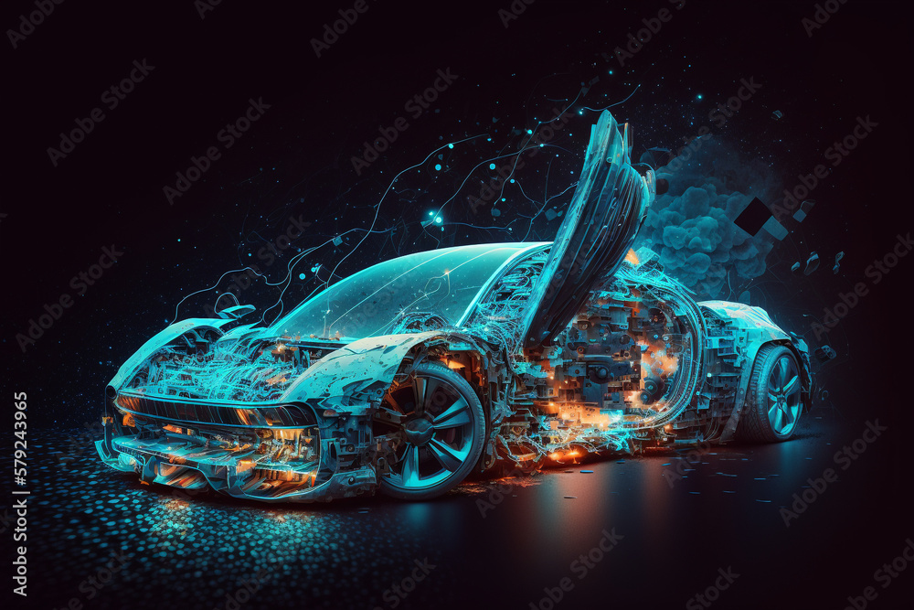 Abstract artificial intelligence (AI) and futuristic cyberspace car ...